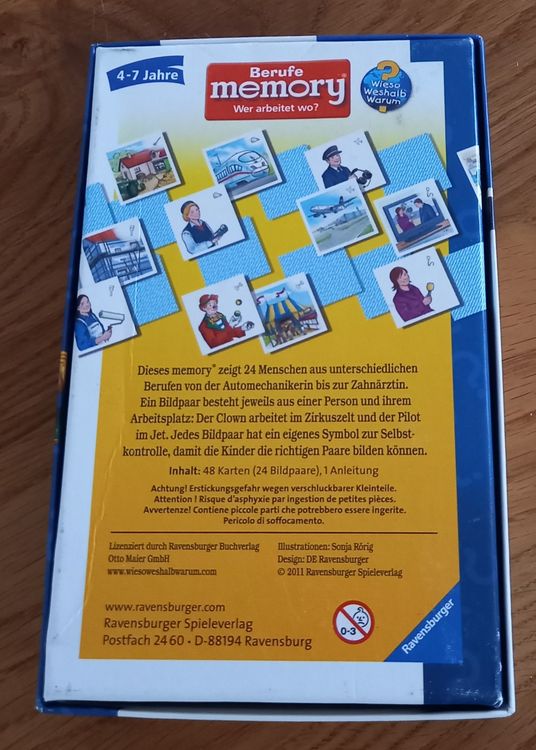RAVENSBURGER *BERUFE - MEMORY* KOMPL.MIT ANLEITUNG (Gebraucht) in für ...