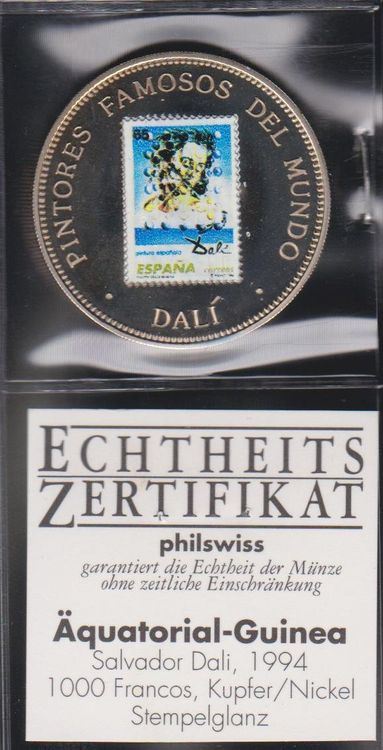 Münze Salvador Dali, 1000 Francos, 1994 | Kaufen auf Ricardo