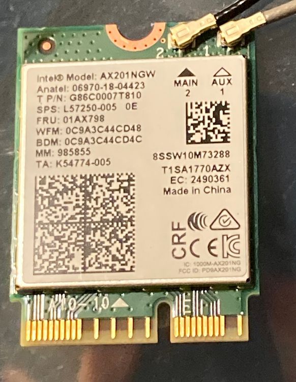 Intel Wi-Fi 6 AX201NGW WLAN und Bluetooth Modul (Neu (gemäss ...