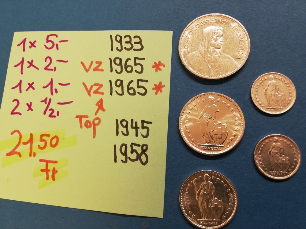 Schweizer Silbermünzen 5Fr/2Fr/1Fr/50Rp | Kaufen auf Ricardo