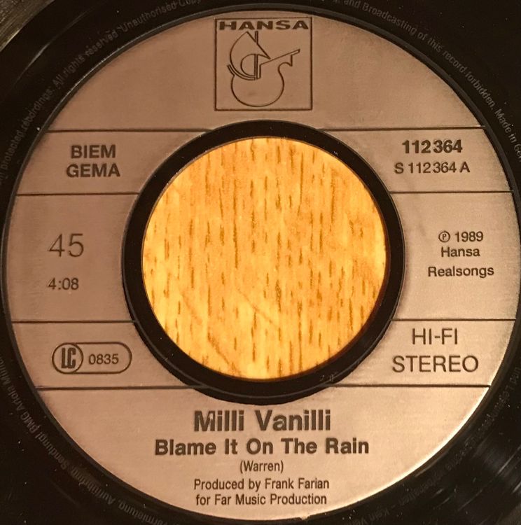 MILLI VANILLI - BLAME IT ON THE RAIN (Gebraucht) in Bussigny für CHF 3 – mit Lieferung auf ...