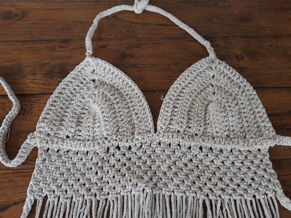 Strick Crop Rückenfreies Top Boho Ethno Ibiza Makramee (Neu (gemäss ...