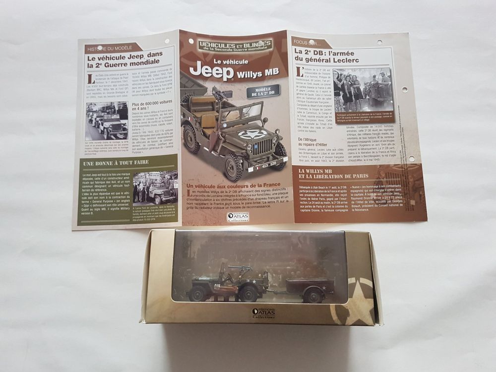 JEEP Willys MB, 1/43, 2ème DB, neuve en boite, neu in OVP (Neu und ...