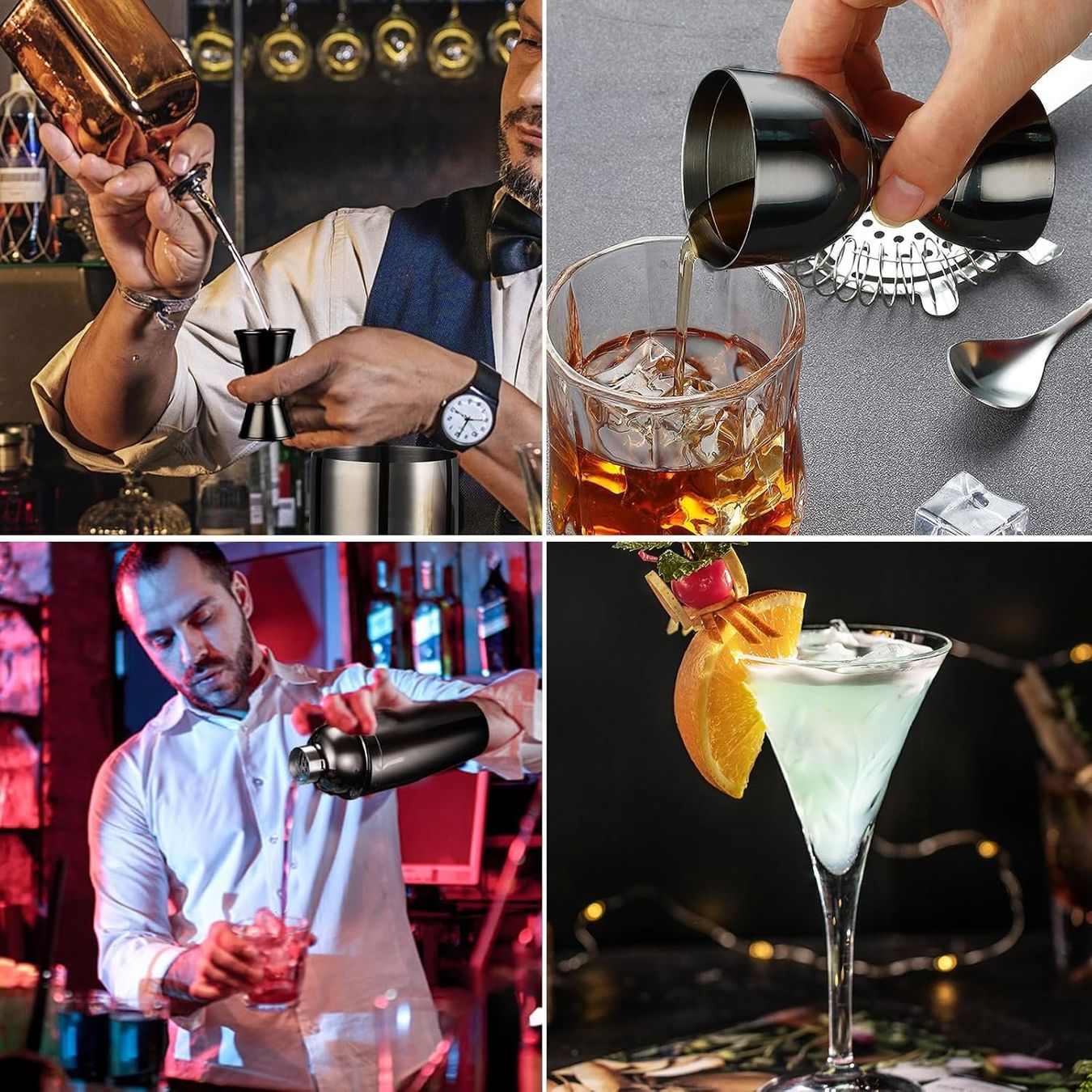 Cocktail Shaker Set Barkeeper Kit mit Ständer cocktailgläser (Neu ...