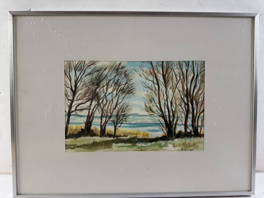 Aquarell R.Heimiger Winterlandschaft am See signiert (Gebraucht) in Neuhausen am Rheinfall für ...