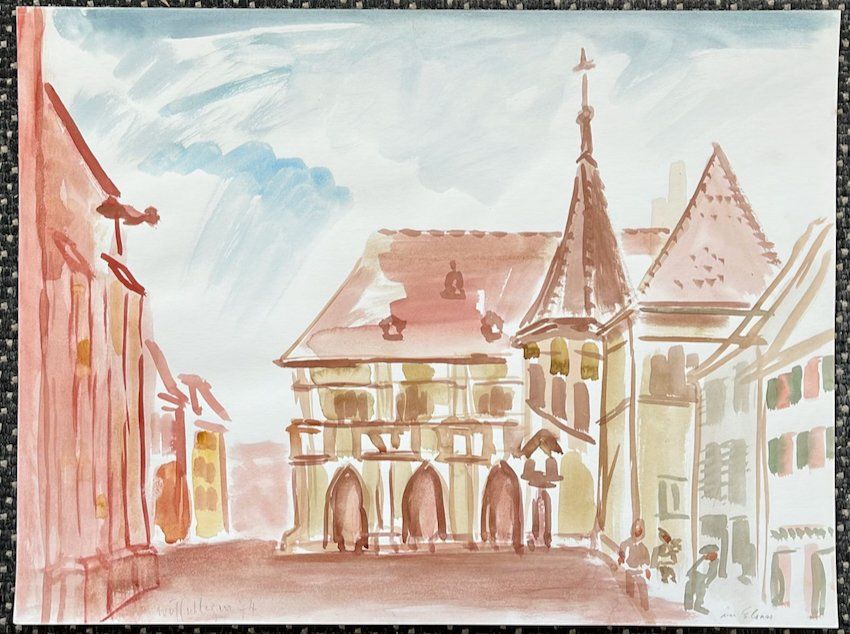 Aquarell Im Elsass, signiert Hans Wullschleger (ID b4262) | Kaufen auf Ricardo