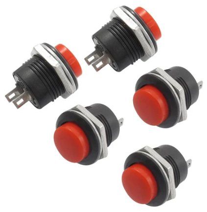 5 x Momentary SPST NO Red Round Cap Push Button Switch AC 6A | Kaufen ...