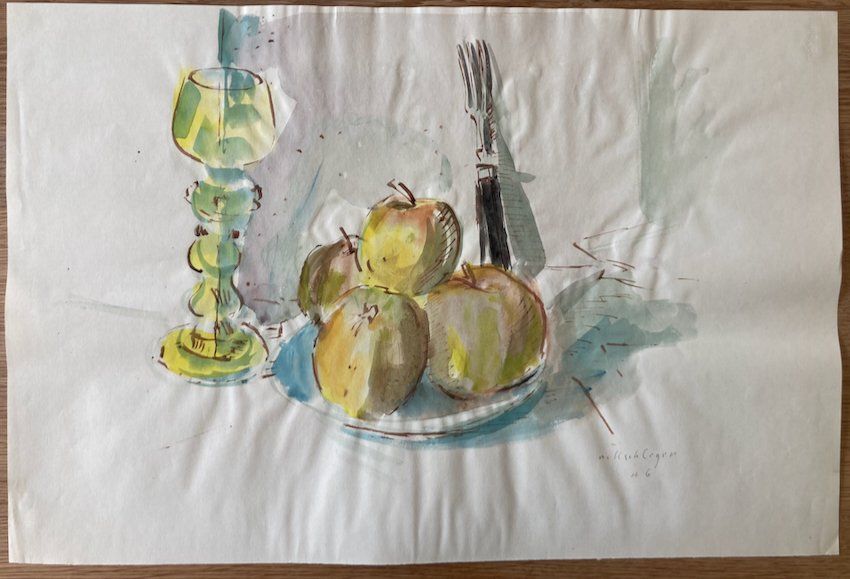 Aquarell Stilleben mit Äpfel, Hans Wullschleger (ID b4072) (Gebraucht) in Gelterfingen für CHF ...