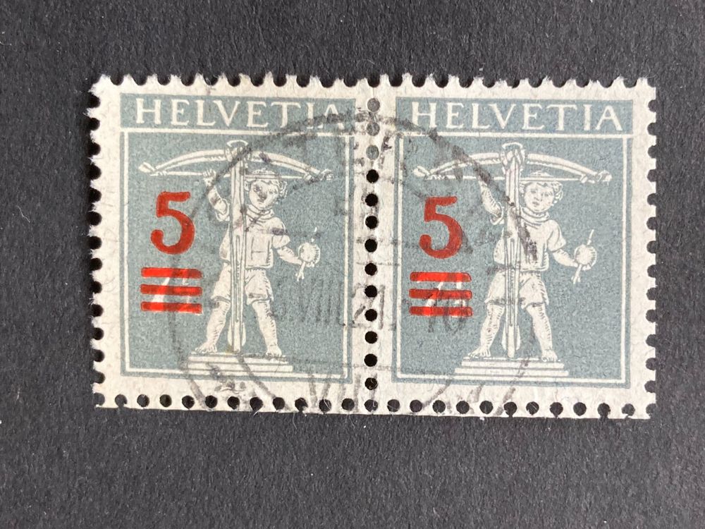 Schweiz 1921 Tellknabe Paar 5a7.5 Vollstempel RICHTERSWIL | Kaufen auf Ricardo