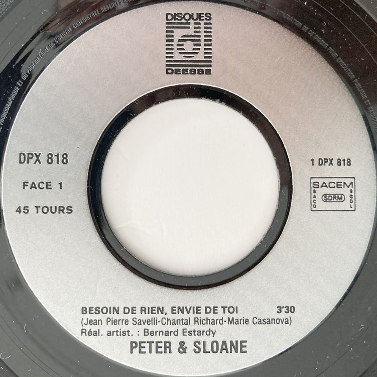 PETER ET SLOANE - BESOIN DE RIEN, ENVIE DE TOI (Gebraucht) in Bottens ...