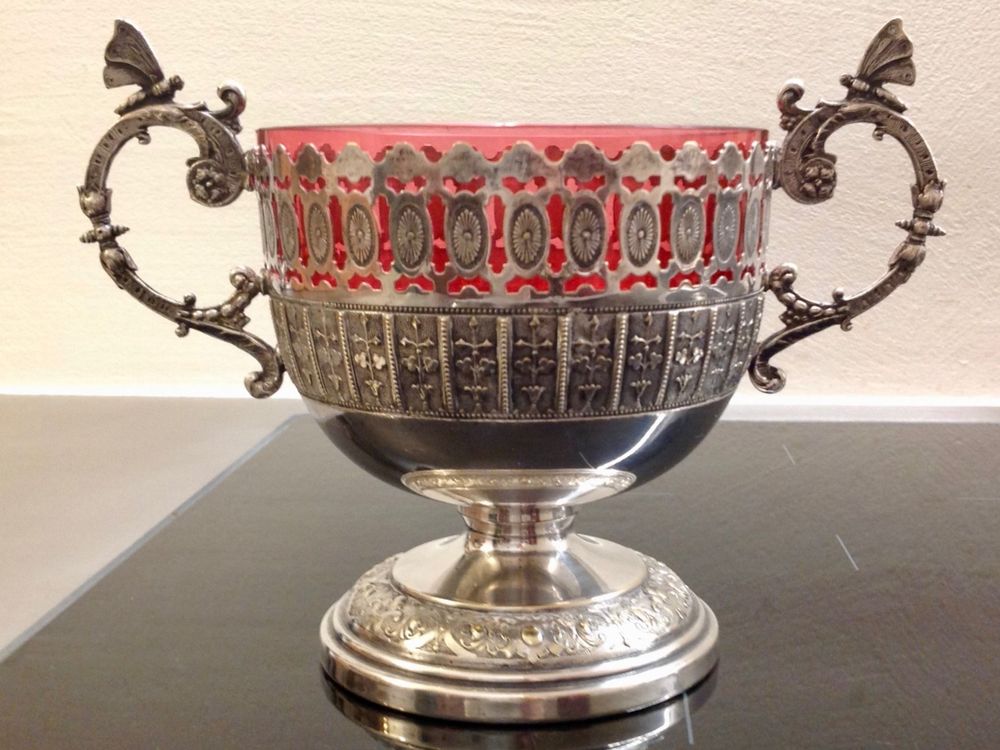 E., WMF Schale mit Glas Messing versilbert antik Jugendstil (Gebraucht) in Klosters für CHF 15 ...