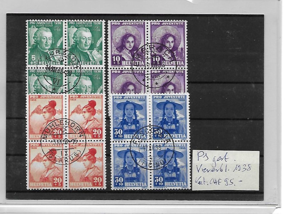 PJ gest. Viererbl. 1938 Kat: CHF 95.- (Gebraucht) in Basel für CHF 7 – mit Lieferung auf Ricardo ...