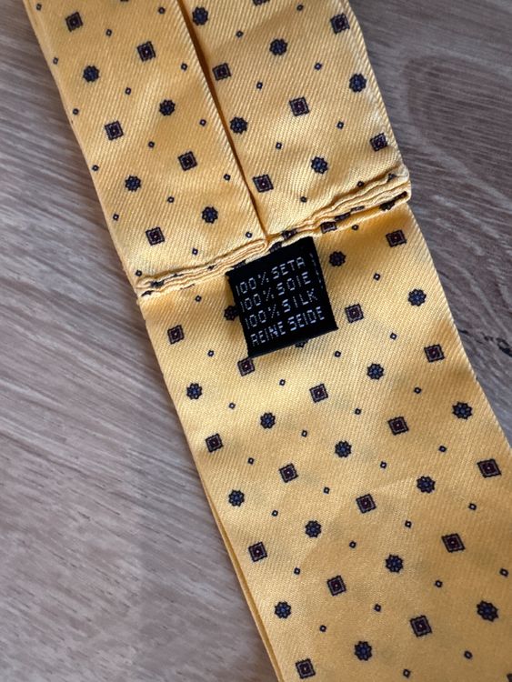 Italienische Seidenkrawatte–Made in Italy –Gelb mit Muster (Gebraucht ...