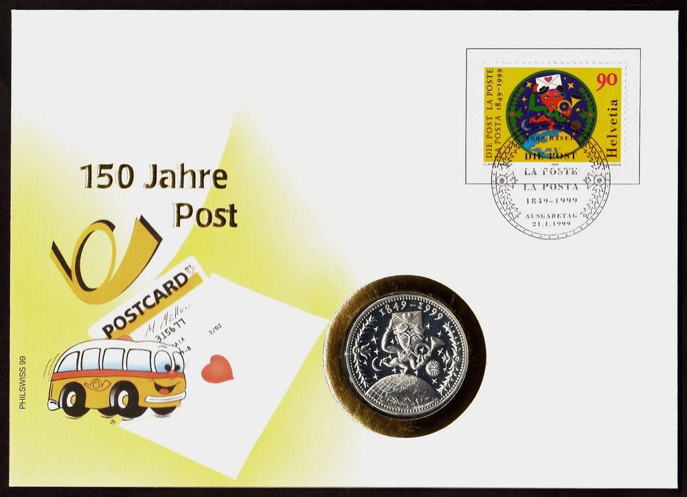 rarer Silber-Numisbrief 150 Jahre Post, Silbermünze Fr. 20.- (Neu ...