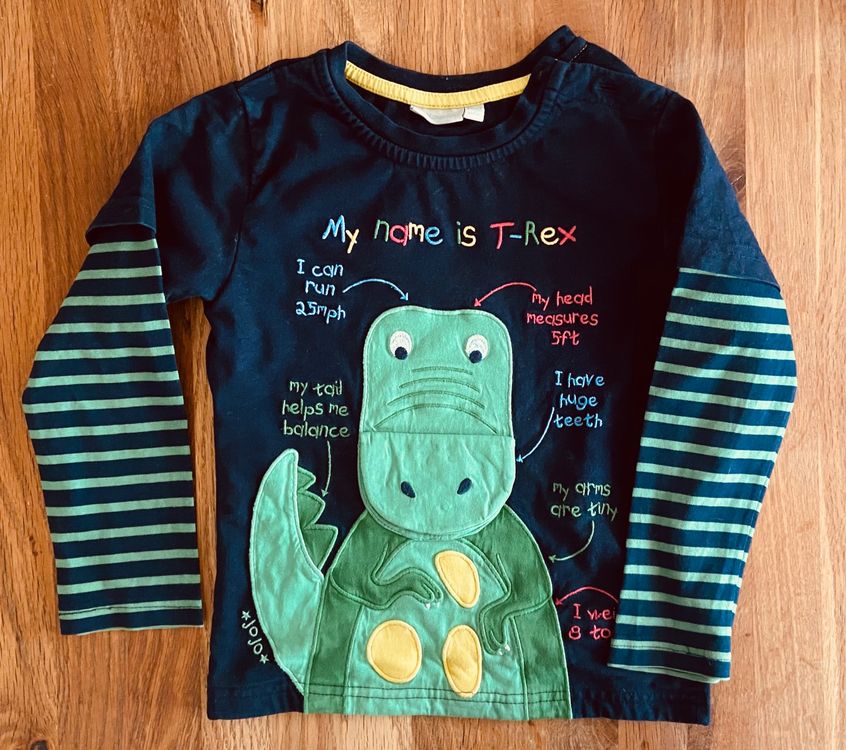 Langarmshirt T-REX von JOJO MAMAN BEBE, 110/116cm, 100% BW | Kaufen auf Ricardo