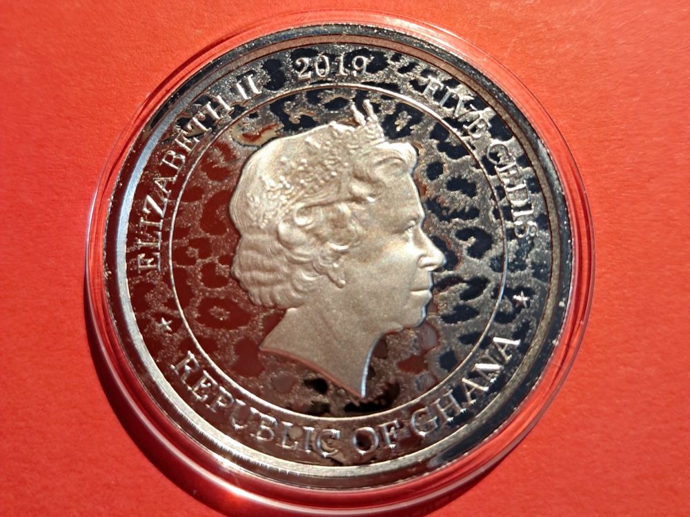 1 OZ UNZE African Leopard SILBER SILBERMÜNZE 999 Ghana 2019 (Neu und ...