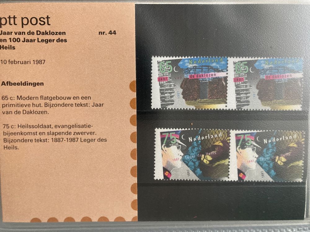 PTT MAPJES NIEDERLANDE 1987 NR.44, 2 X MI.1311,1312 ** (Neu (gemäss ...