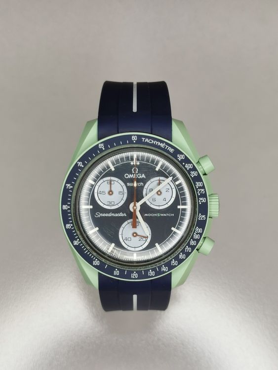 Omega Swatch Strap - Blue white line | Kaufen auf Ricardo