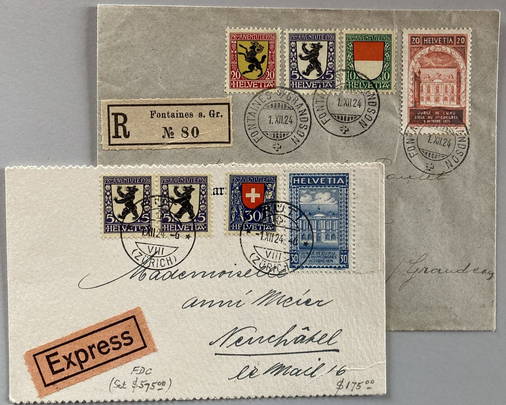 FDC Pro Juventute 1924 auf 2 Belegen, SBK 1300 Fr. (Gebraucht) in Flawil für CHF 99 – mit ...