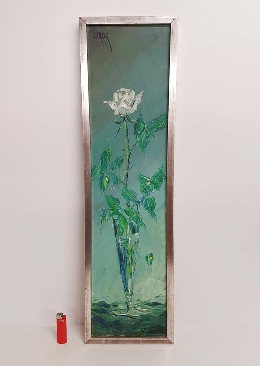 J. FERRER N.Y. - weisse Rose, orig. Gemälde (Gebraucht) in Luzern für CHF 50 – mit Lieferung auf ...