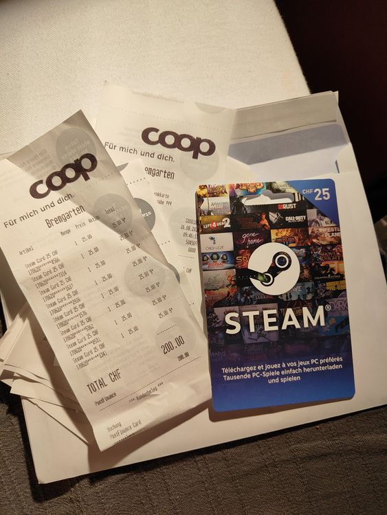 8 Gutscheine 'STEAM' à 25.-- (Neu und originalverpackt) in Bremgarten AG für CHF 140 – mit ...