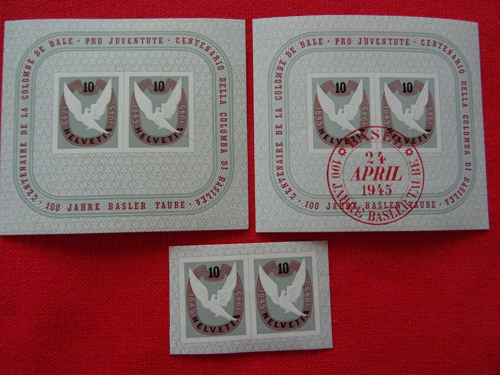 1945 Basler - Taube - Block W23**, °ET & W23*, SBK 230.00 | Kaufen auf Ricardo