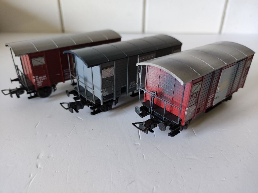 3 Stück SBB gedeckte Güterwagen, K2, Gklm, GS = (Neu (gemäss ...