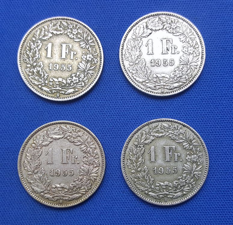 Vier silberne 1.- Jahrgang 1955, Rar (Gebraucht) in Mühlethal für CHF 39.5 – mit Lieferung auf ...