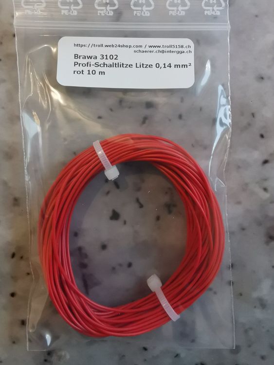Brawa 3102 Profi-Schaltlitze Litze 0,14 mm², rot 10 m (Neu und ...