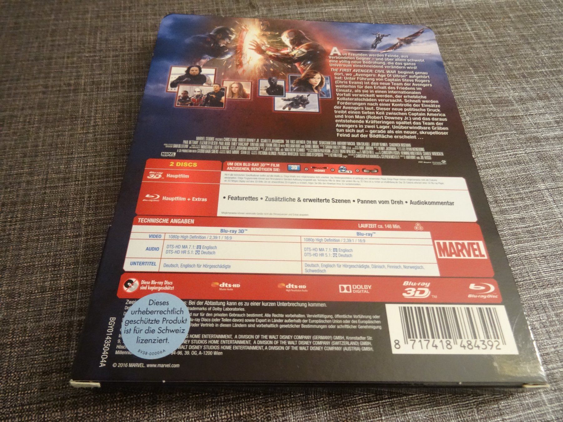 The First Avenger: Civil War Steelbook 3D + 2D Blu-ray (Gebraucht) in ...