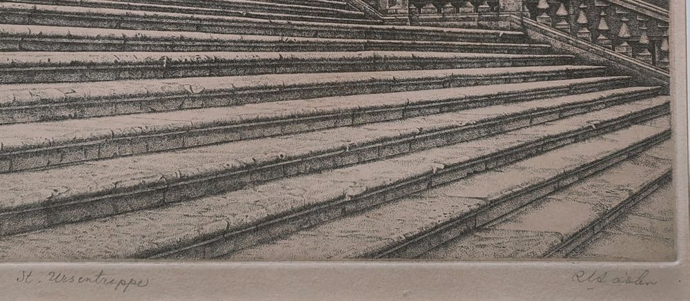 Rudolf Häsler «Solothurn Treppe St. Ursen Kathedrale» Litho (Gebraucht ...