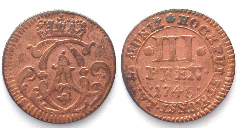 Münster Bistum 3 Pfennig 1748 Kupfer (Gebraucht) in Riehen für CHF 12 ...