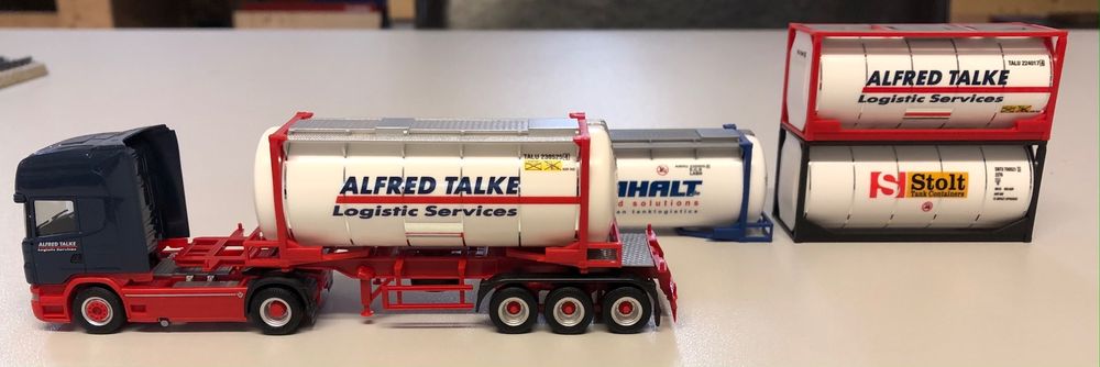 HERPA Container-Sattelzug zus. Tank Container (Neu und originalverpackt ...