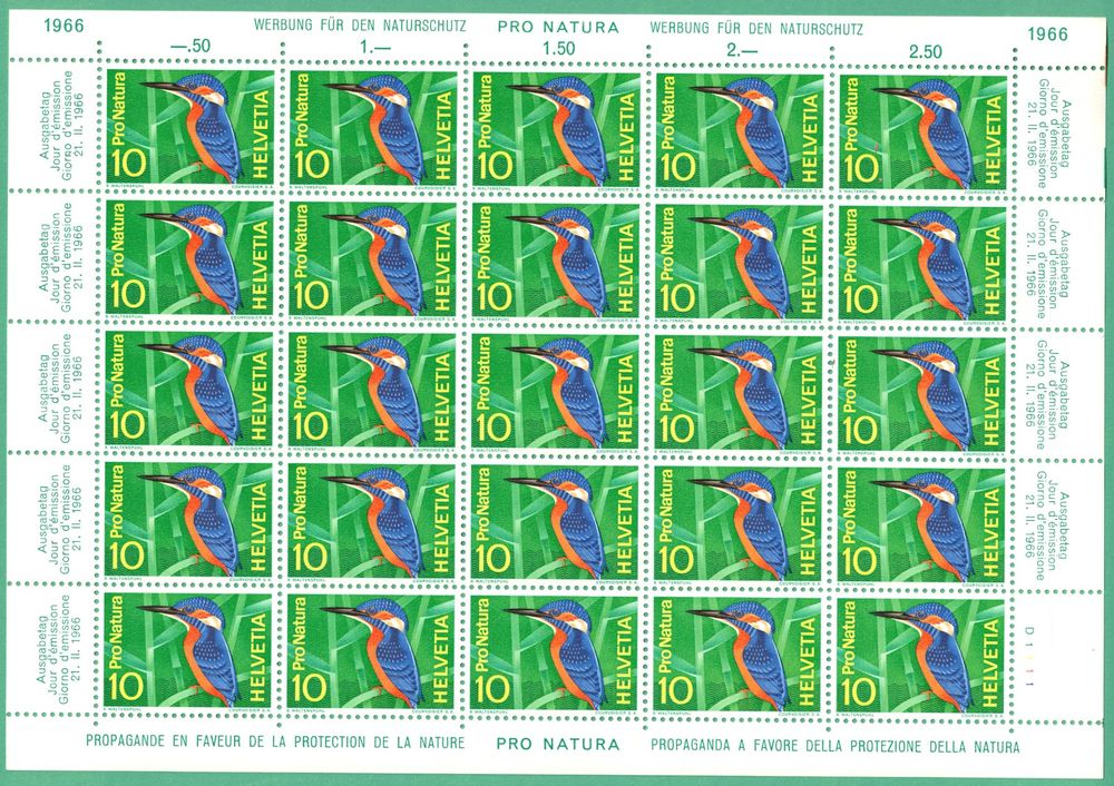 1966 Kleinbogen Eisvogel postfrisch Bogen D 1 (Neu (gemäss Beschreibung ...
