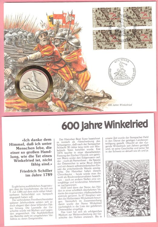 Münzbrief 600 Jahre Winkelried Silber 999 (Neu (gemäss Beschreibung ...
