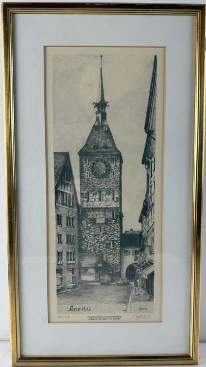 Aarau Altstadt Druck Grafik Handsigniert (Gebraucht) in Neuhausen am Rheinfall für CHF 10 – mit ...