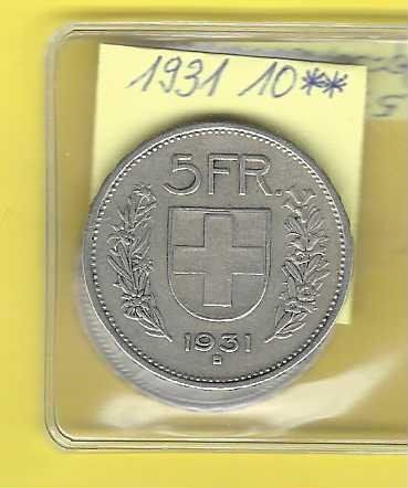 5FR-Abart/1931 mit 10 **über Kopf/vz+Qualität/Katp.=Fr.110.- (Gebraucht) in Zürich für CHF 46 ...