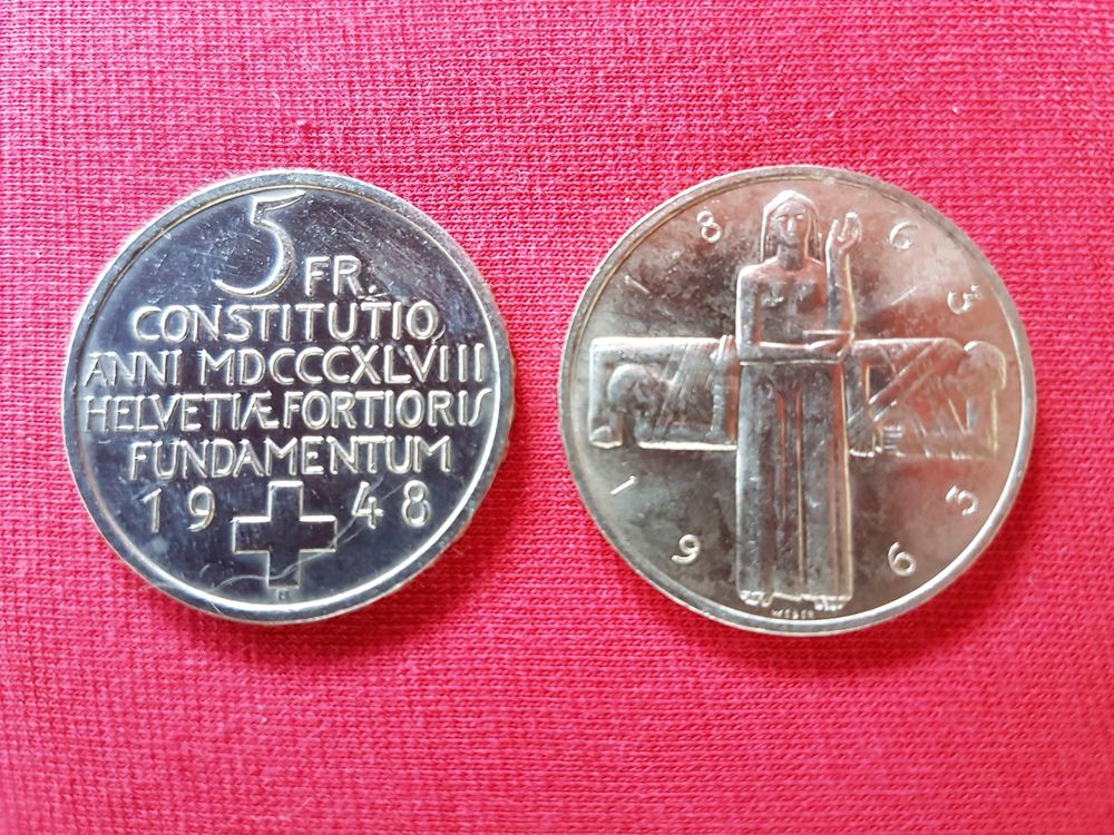 2 x 5 Franken Silber Gedenkmünzen 1948-1963 ab nur 1 Fr !!! | Kaufen auf Ricardo