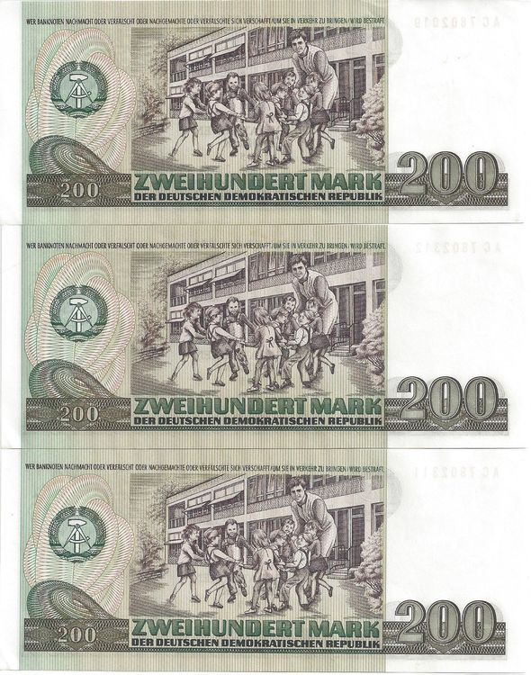 3 sehr schöne 200 Mark Banknoten aud der DDR (Gebraucht) in Zürich für ...