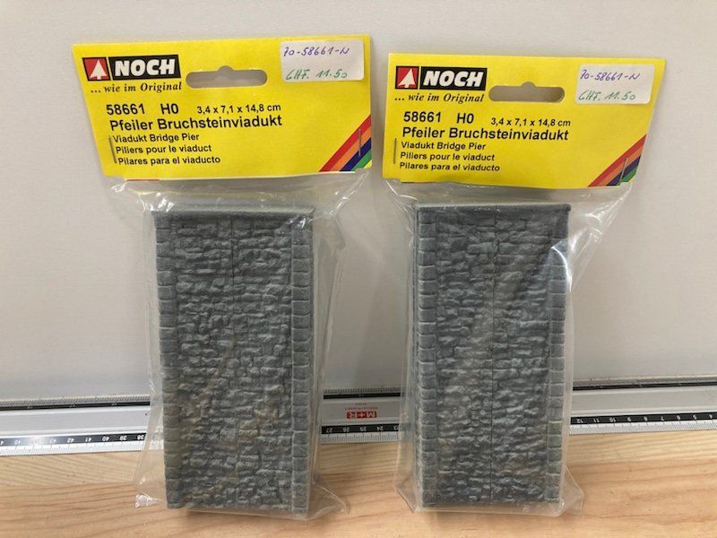 2er Set aus NOCH H0 58661 Pfeiler Bruchsteinviadukt (Neu und ...
