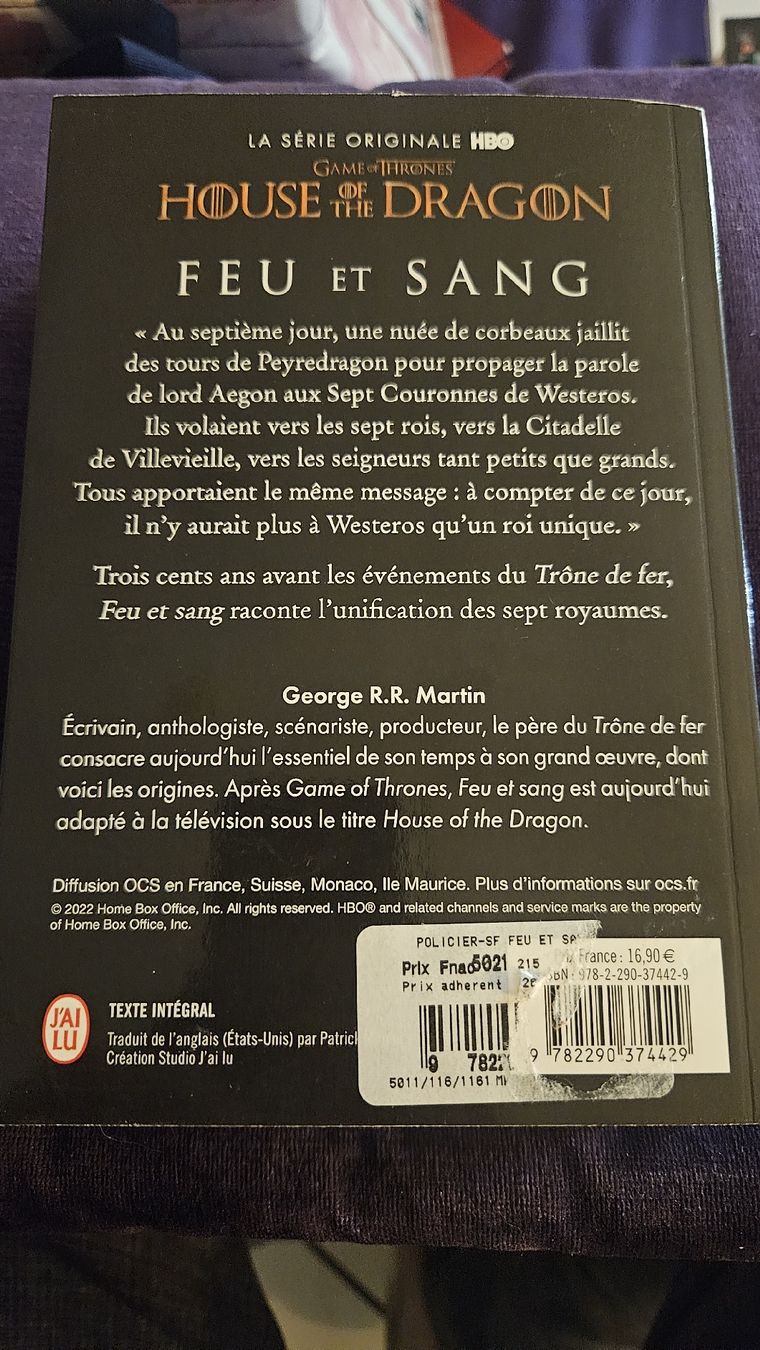 Feu et Sang, Game of Thrones - Maison du Dragon, livre 📖 (Neuf (Voir ...