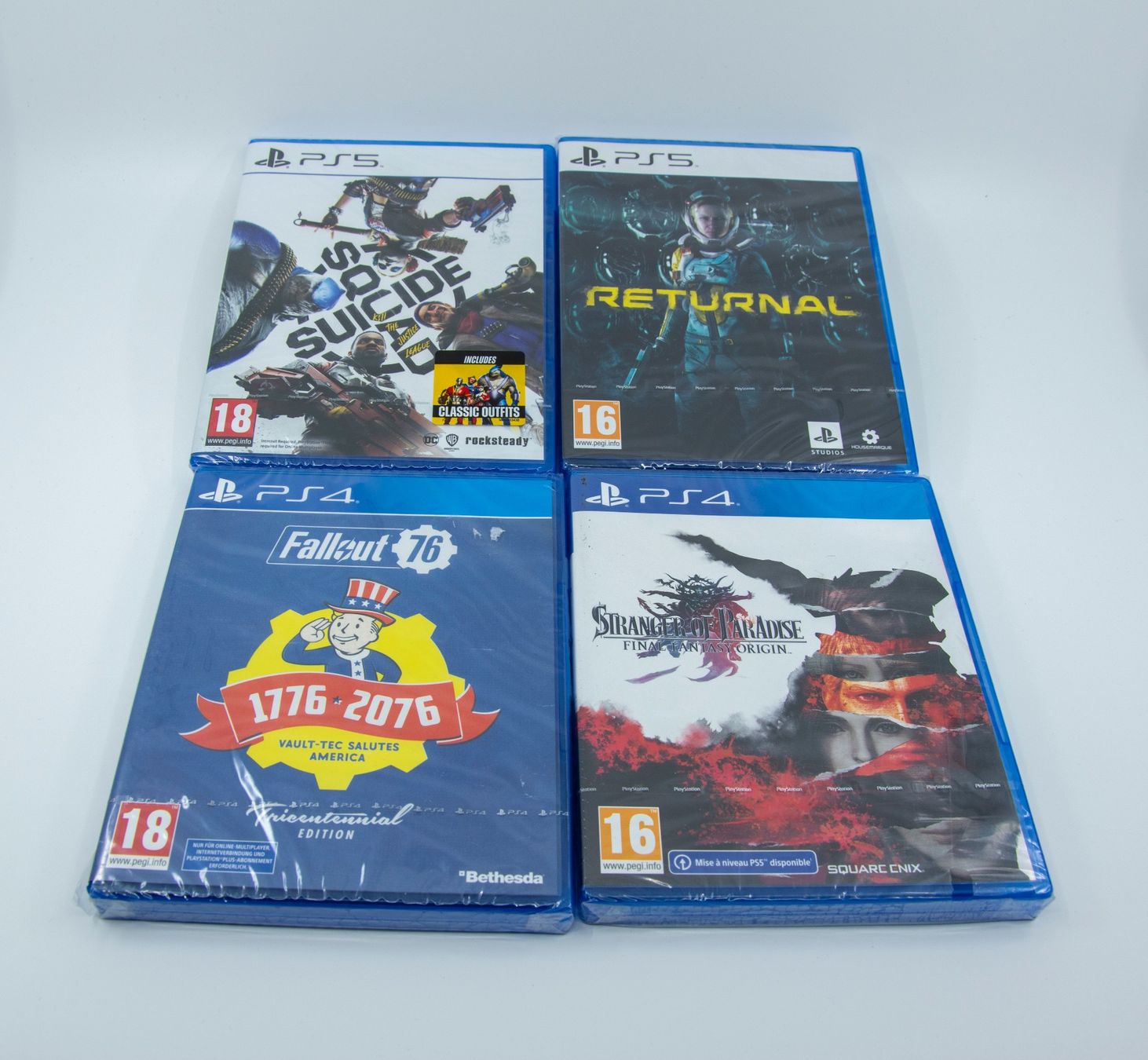 4x PS4/PS5 - Suicide Squad, Returnal, Fallout 76, Stranger (Neu und originalverpackt) in ...