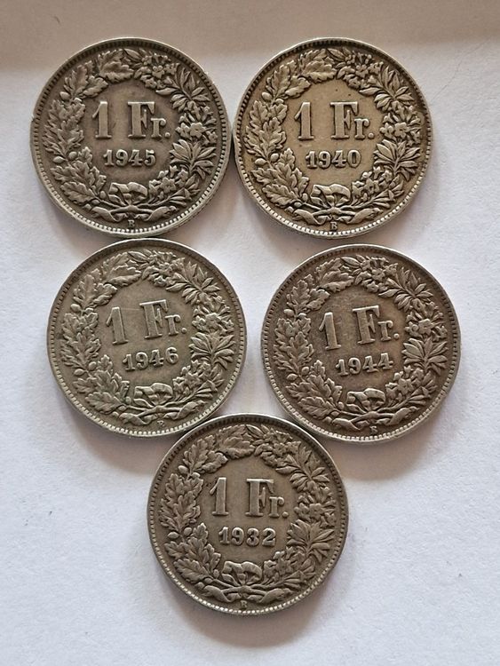5 Silber Munzen 1 Franken 1932 , 40 , 44 , 45, 46 | Kaufen auf Ricardo