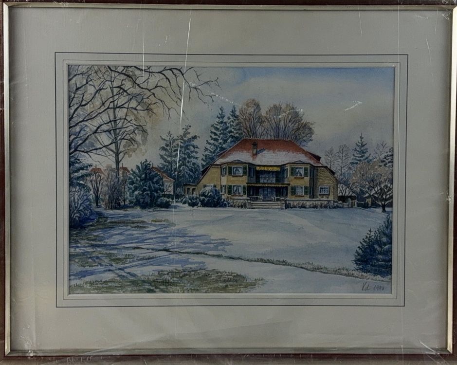 Winterlandschaft Aquarell, signiert, 1998 gerahmt. | Kaufen auf Ricardo