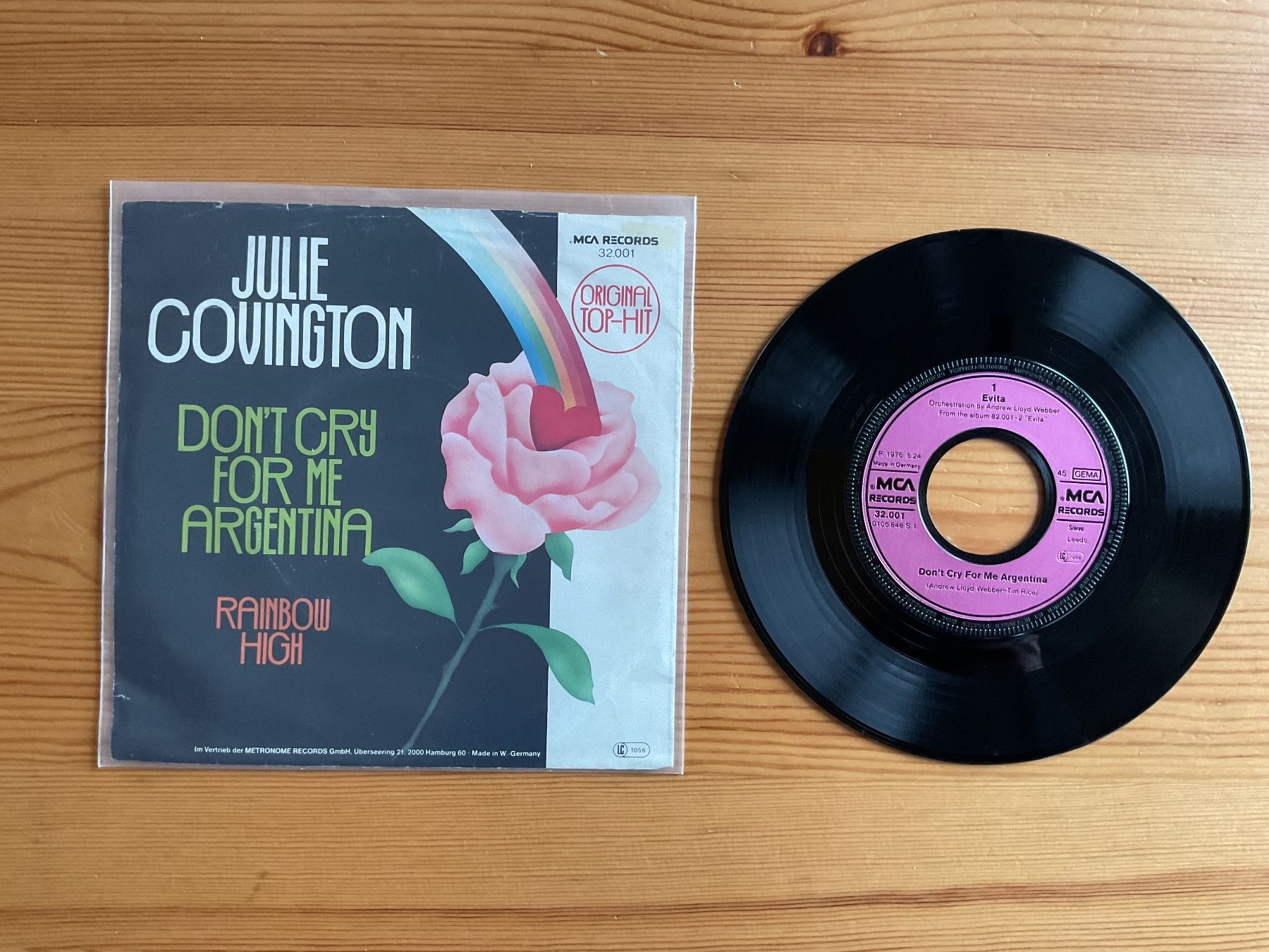 Single 7’’ - Julie Covington / Don’t Cry For Me Argentina (D'occasion ...