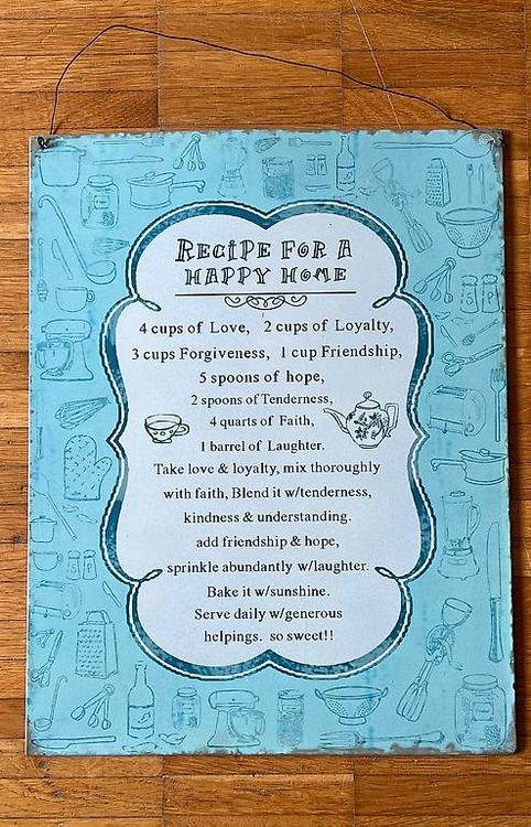 Blechschild Recipe for a happy home (Gebraucht) in Baden für CHF 0.5 ...