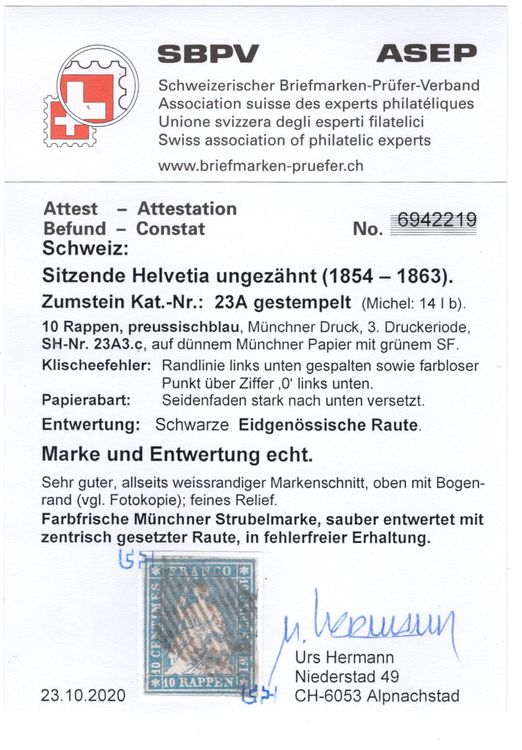 Strubel Münchner-Druck A3; fehlerfrei; Attest Urs Hermann (Gebraucht ...