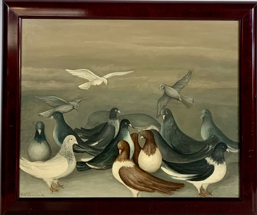 Milun Mitrovic (1922-2010) Gemälde mit Tauben | Kaufen auf Ricardo