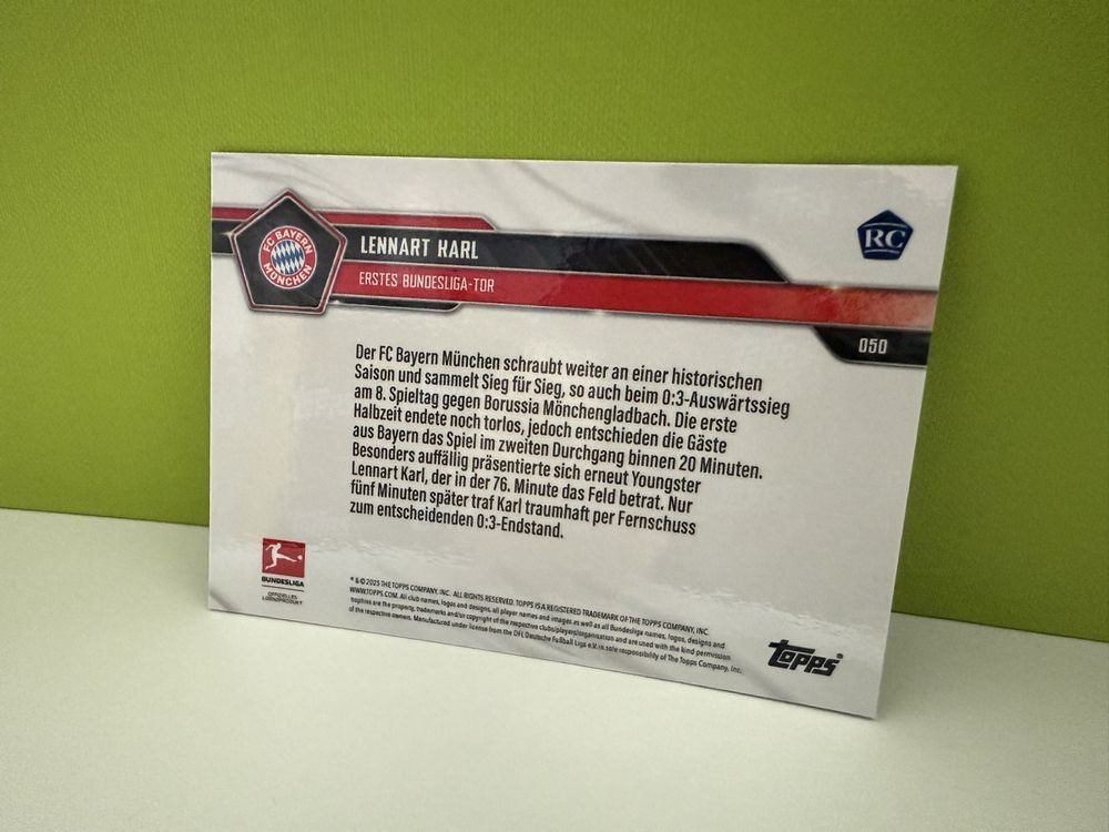 Lennart Karl Topps Now Karte RC | FC Bayern München, Rarität (Gebraucht ...