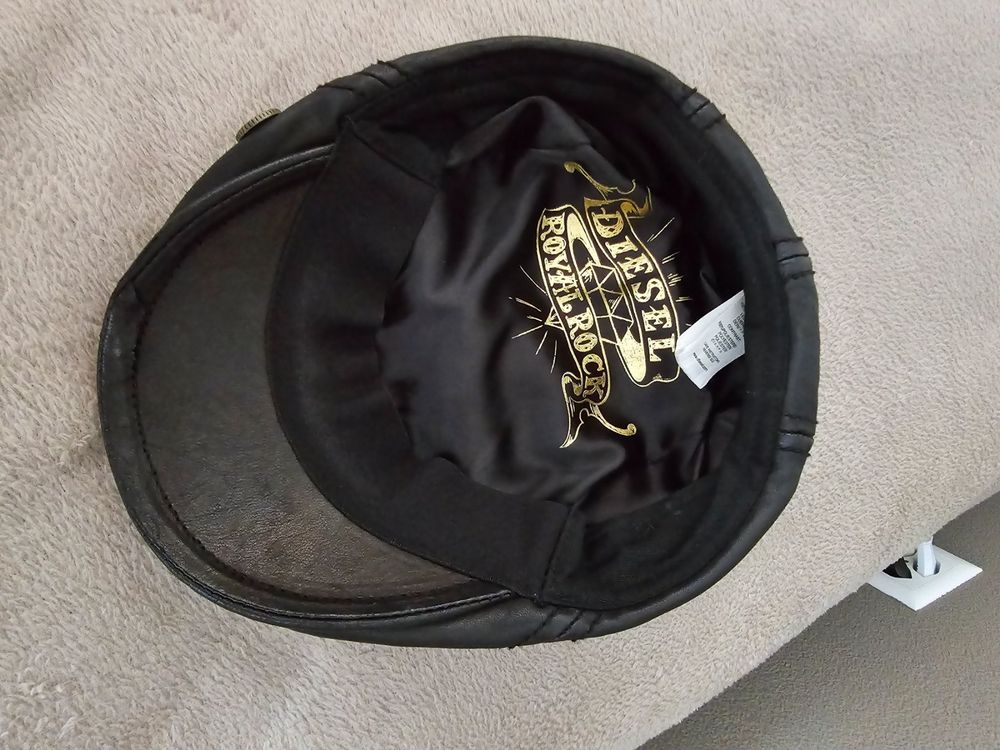 Coole DIESEL Royal Rock - echt Lederkappe Hut Perret schwarz (Neu ...